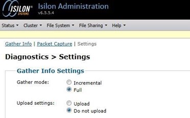 Dell EMC Isilon Gather Diagnostics Using Isilon System Manager